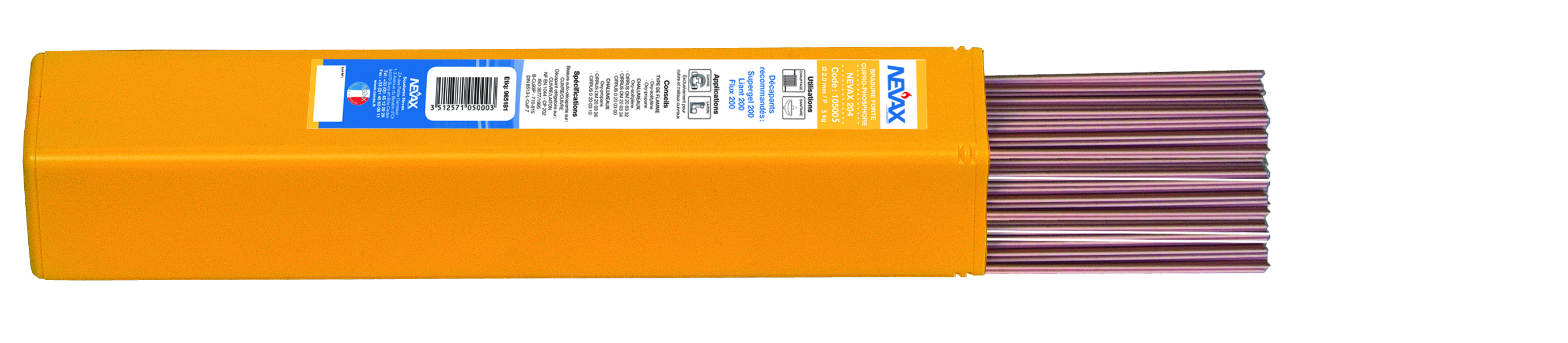 Nevax 204 : Brasure forte cupro-phosphore diamètre 2mm, 5kg Soudure ...