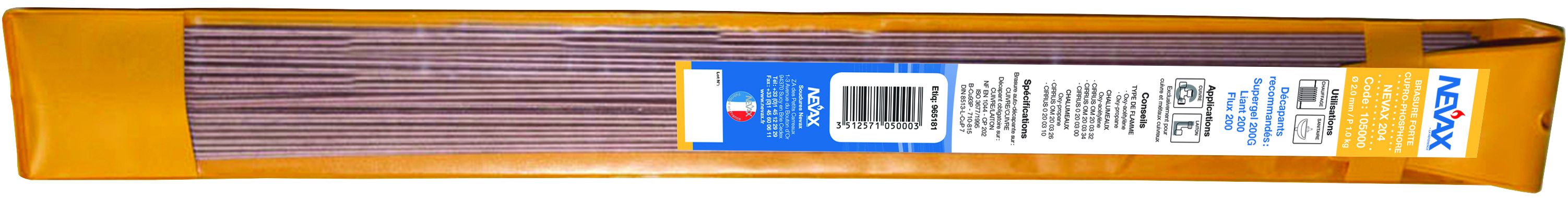 Nevax 204 : Brasure forte cupro-phosphore diamètre 3mm, 1kg Soudure ...