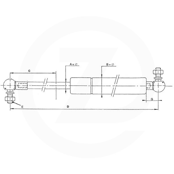Vérin à gaz L285-500N Vérin - AGZ000060741